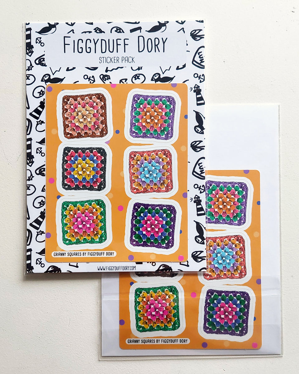 Granny Square Sticker Pack – Figgyduff Dory